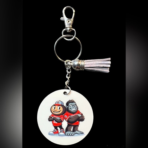 Accessories | Bigfoot And Brutus Buckeye Wearing Red Shirts Keychain ...